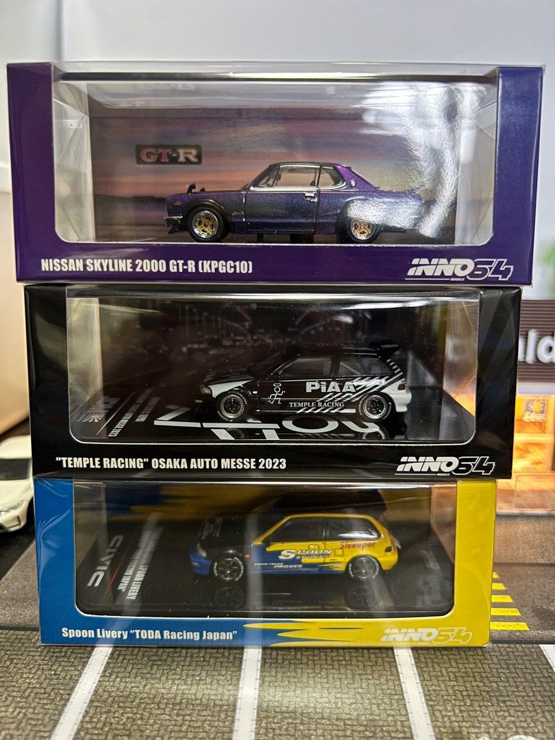 INNO64 Honda Civic EF9 Spoon & Temple Racing x Nissan Skyline 2000 GT-R ...