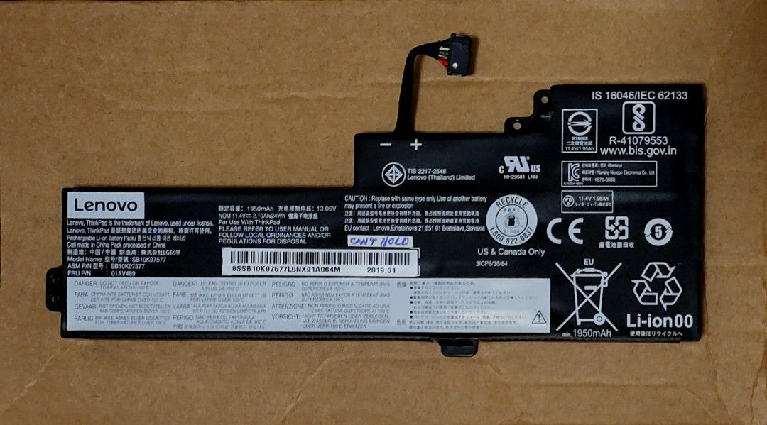 Lenovo Thinkpad T480 internal battery, Computers & Tech, Parts ...