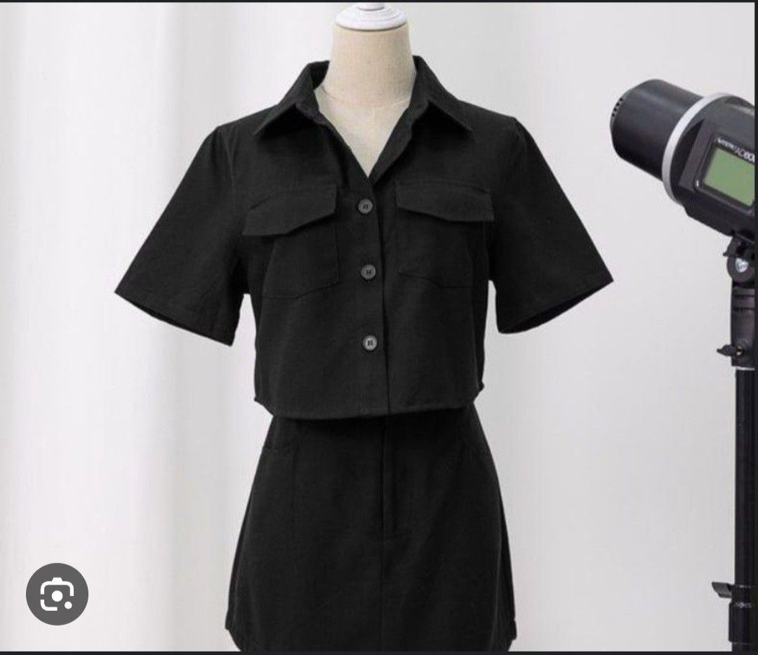 Lovet Cropped Cargo Jacket (Black), Women's Fashion, Coats, Jackets and ...