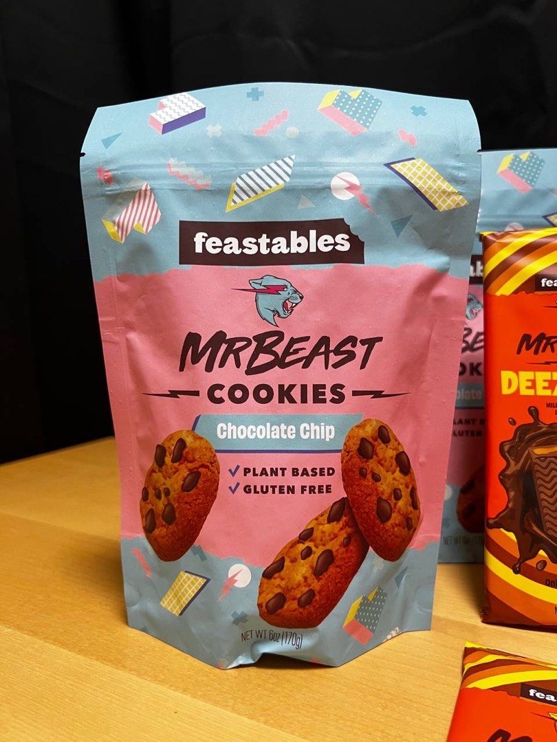 MR BEAST chocolate bar feastables, cookies, deez nuts,chocolate chip ...
