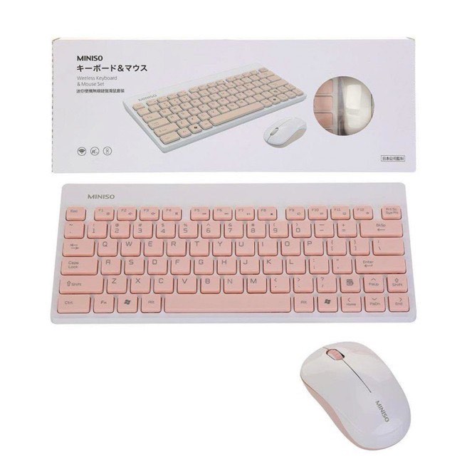 Miniso Wireless Keyboard Mouse Set Pink And Wireless Mouse Keyboard Set Whitepink Computers