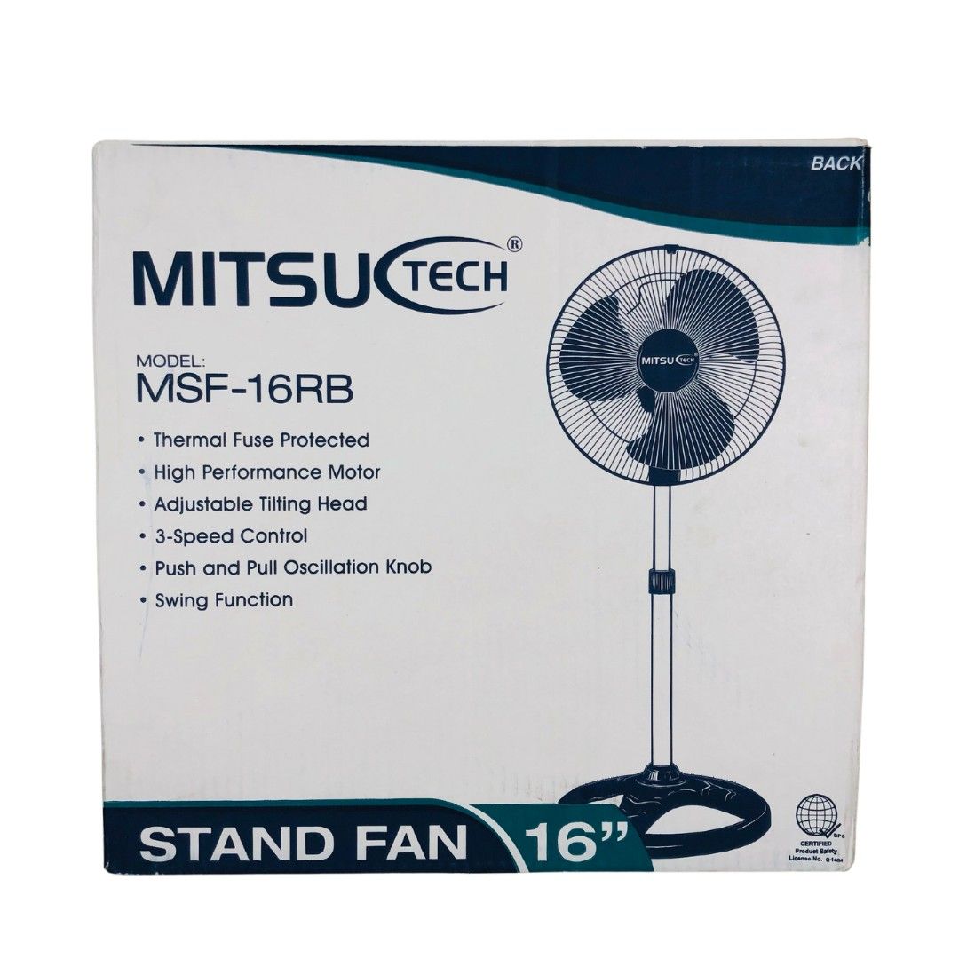 MITSUTECH 16inches Electric Stand Fan Model MSF-16RB, Furniture & Home Living, Lighting & Fans ...