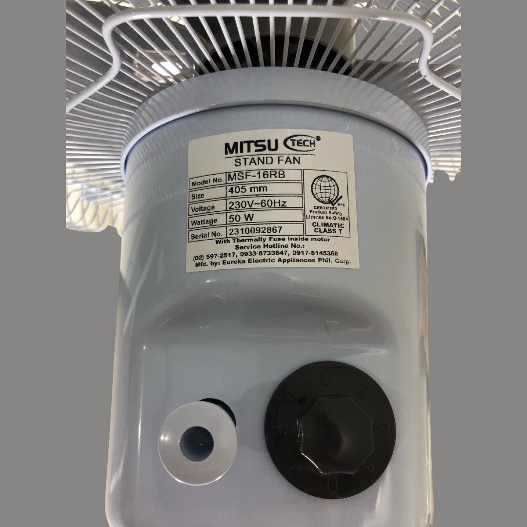 MITSUTECH 16inches Electric Stand Fan Model MSF-16RB, Furniture & Home Living, Lighting & Fans ...
