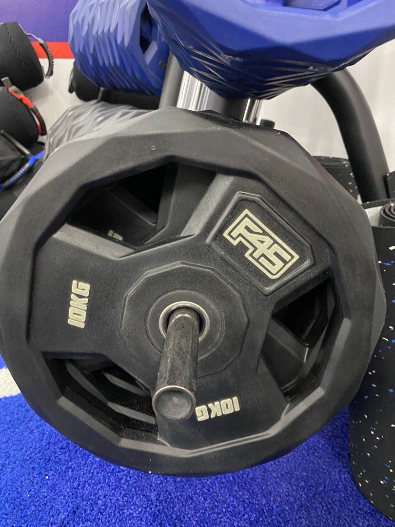 Must go! Full barbell set & FREE weight plate rack, Sports Equipment ...