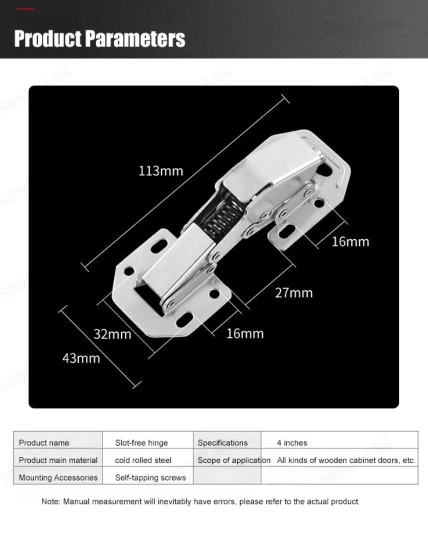 Non-drilling Silent Hinge Repair Kit Cabinet Hinge adjustable Soft ...