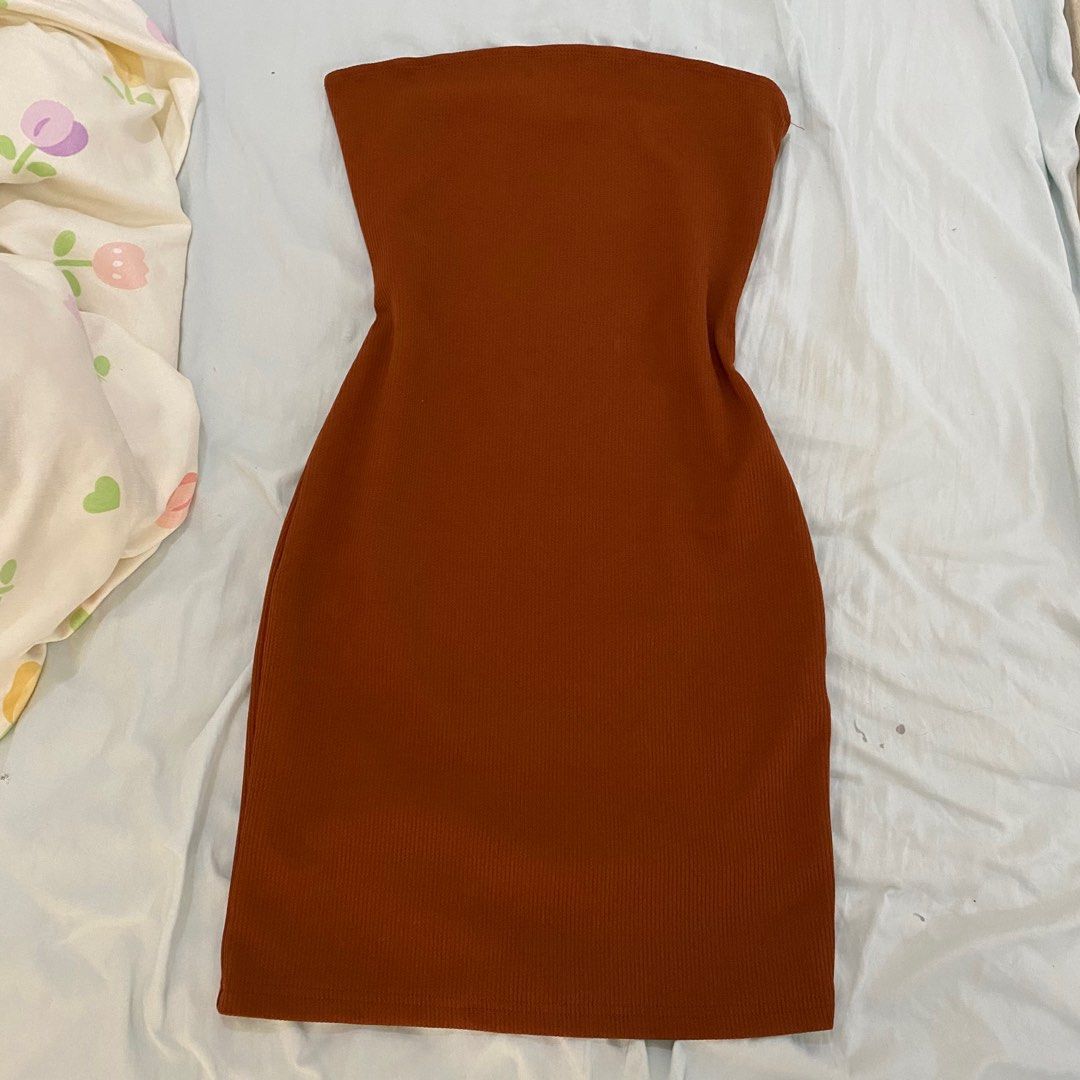 Original Bodycon Ribbed Tube Dress, Women's Fashion, Dresses & Sets ...