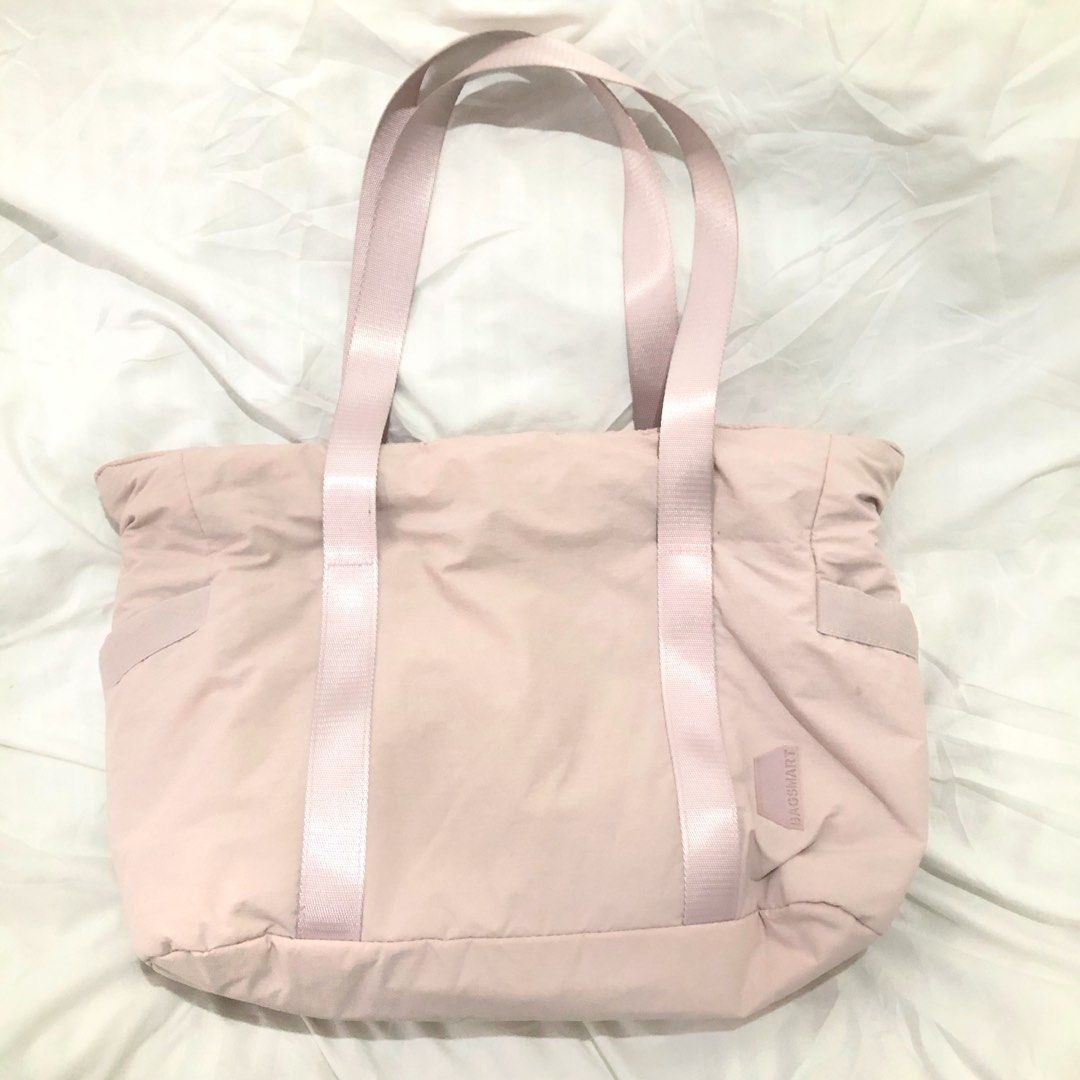 pastel pink puffer tote bag bagsmart, Women's Fashion, Bags & Wallets ...