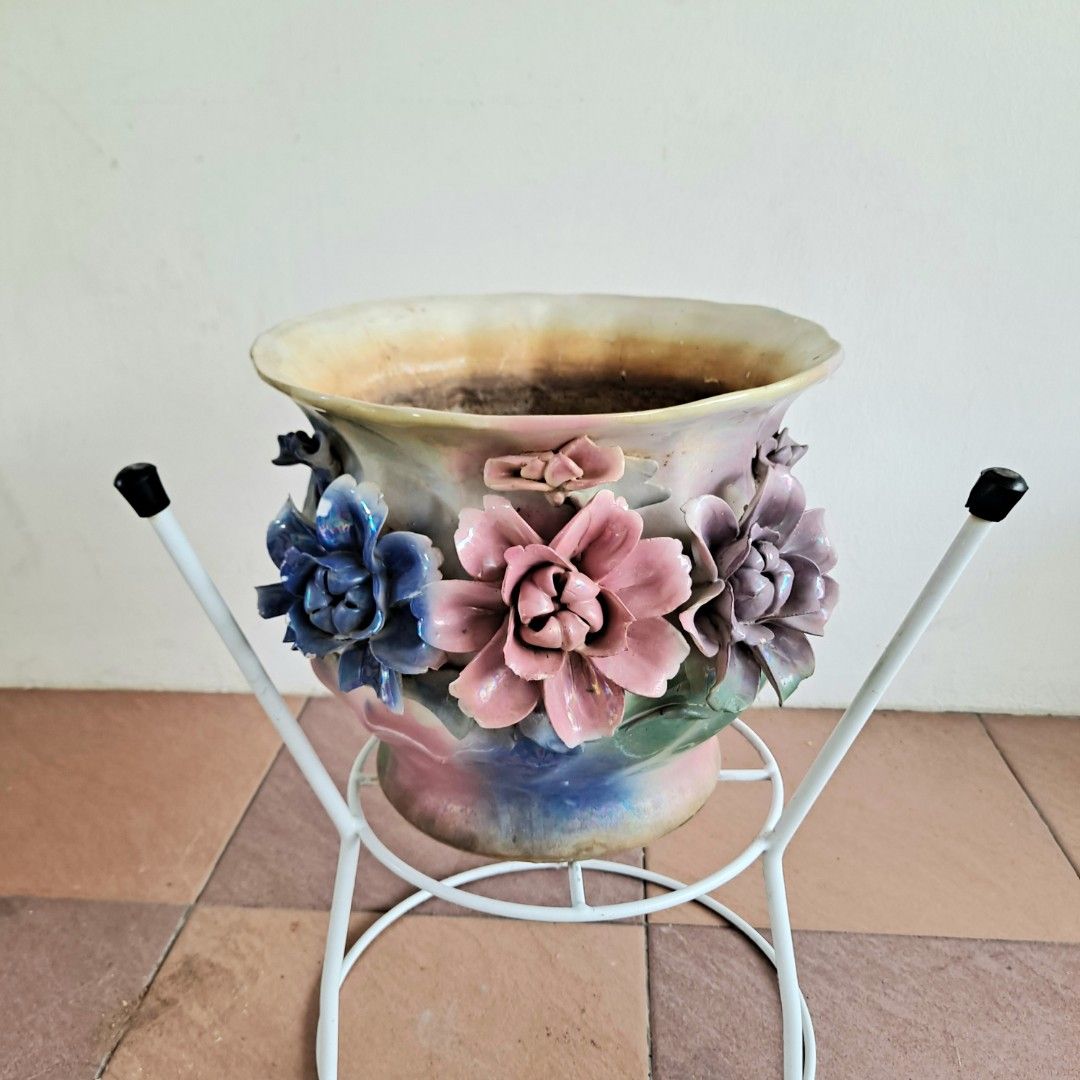 Ceramic / Clay Flower Pots ☆ Planter ☆ Garden ☆ Plants ☆3x White Flower ...