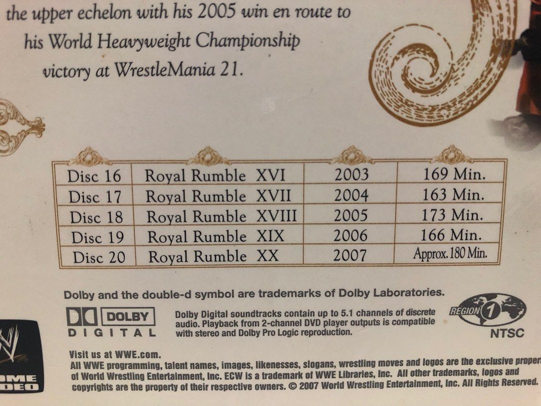 (SET of 3 Boxset) WWE Royal Rumble 1993 to 2007 DVD Complete Anthology ...
