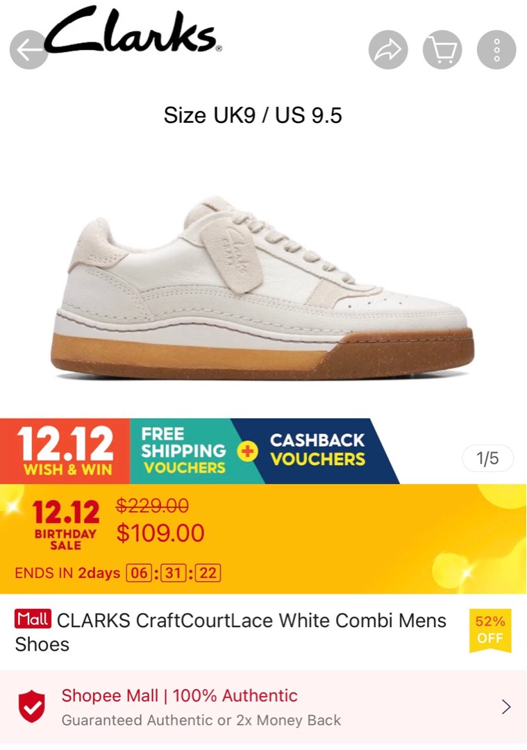 Sneaker - Clarks CraftCourtLace White Combi, Men's Fashion, Footwear ...