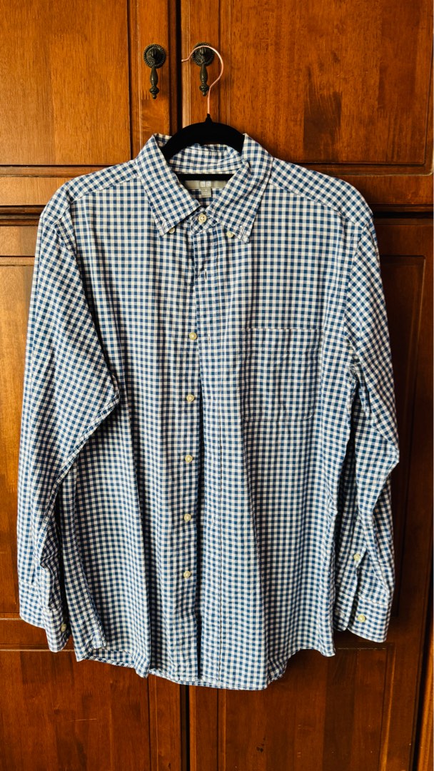 Uniqlo Gingham Blue, Men's Fashion, Tops & Sets, Shirts on Carousell