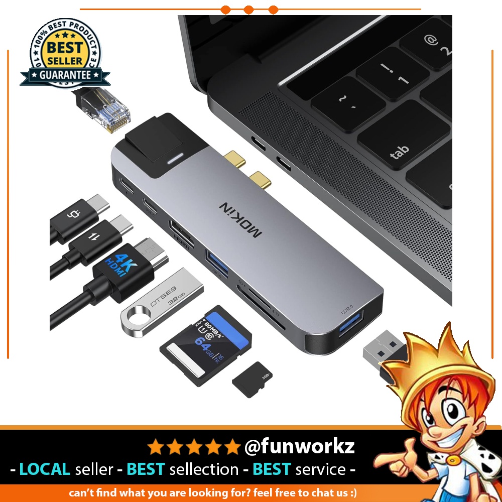 USB C Multiport Adapter Hub Mac Dongle for MacBook Pro/Air with 4K HDMI ...