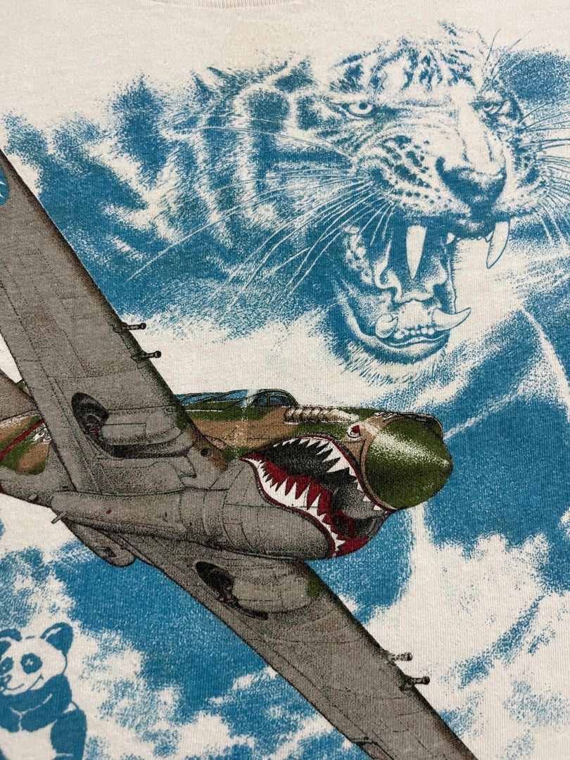 Vintage 1995 AVG Flying Tigers Tee, Men's Fashion, Tops & Sets, Tshirts ...
