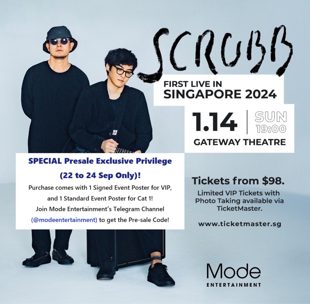 WTS VIP Ticket for SCRUBB First Live in Singapore 2024, Tickets ...