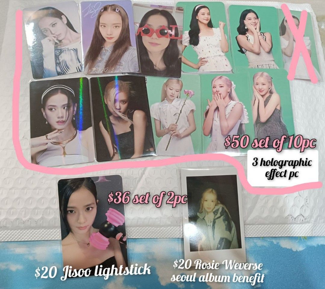 WTS WTT Jisoo lightstick photocard, WTS Rosie Jisoo bptg pob Blackpink Weverse seoul album ...