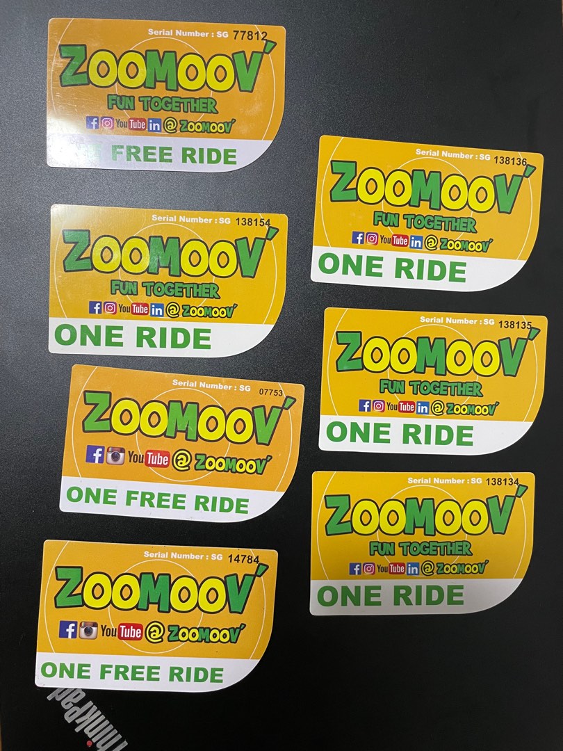 ZOOMOOV Ride Cards, Tickets & Vouchers, Store Credits on Carousell