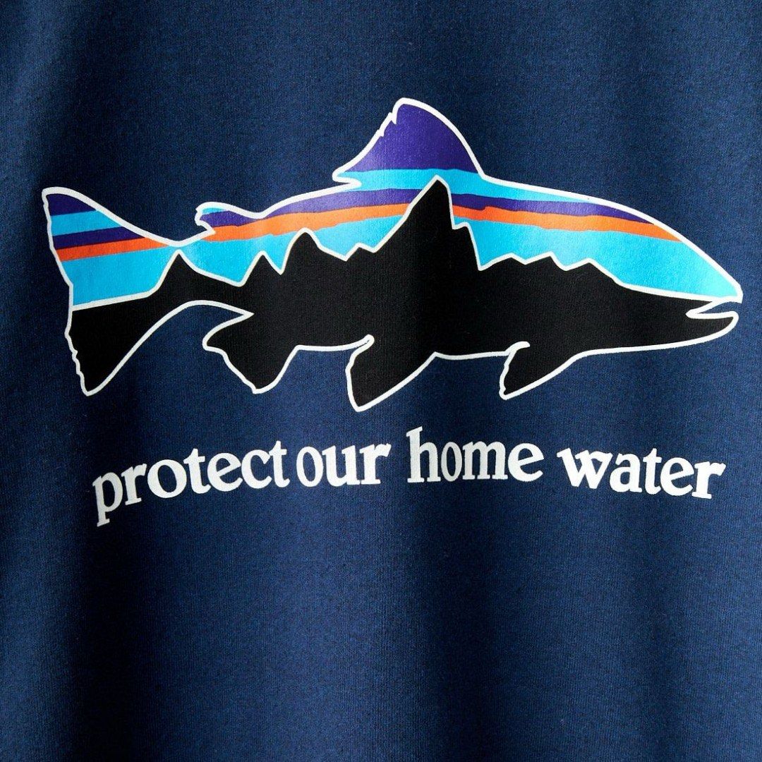 外國預訂 2色選 patagonia protect our home water LOGO 長袖上衣, 男裝, 上身及套裝, 衛衣 ...