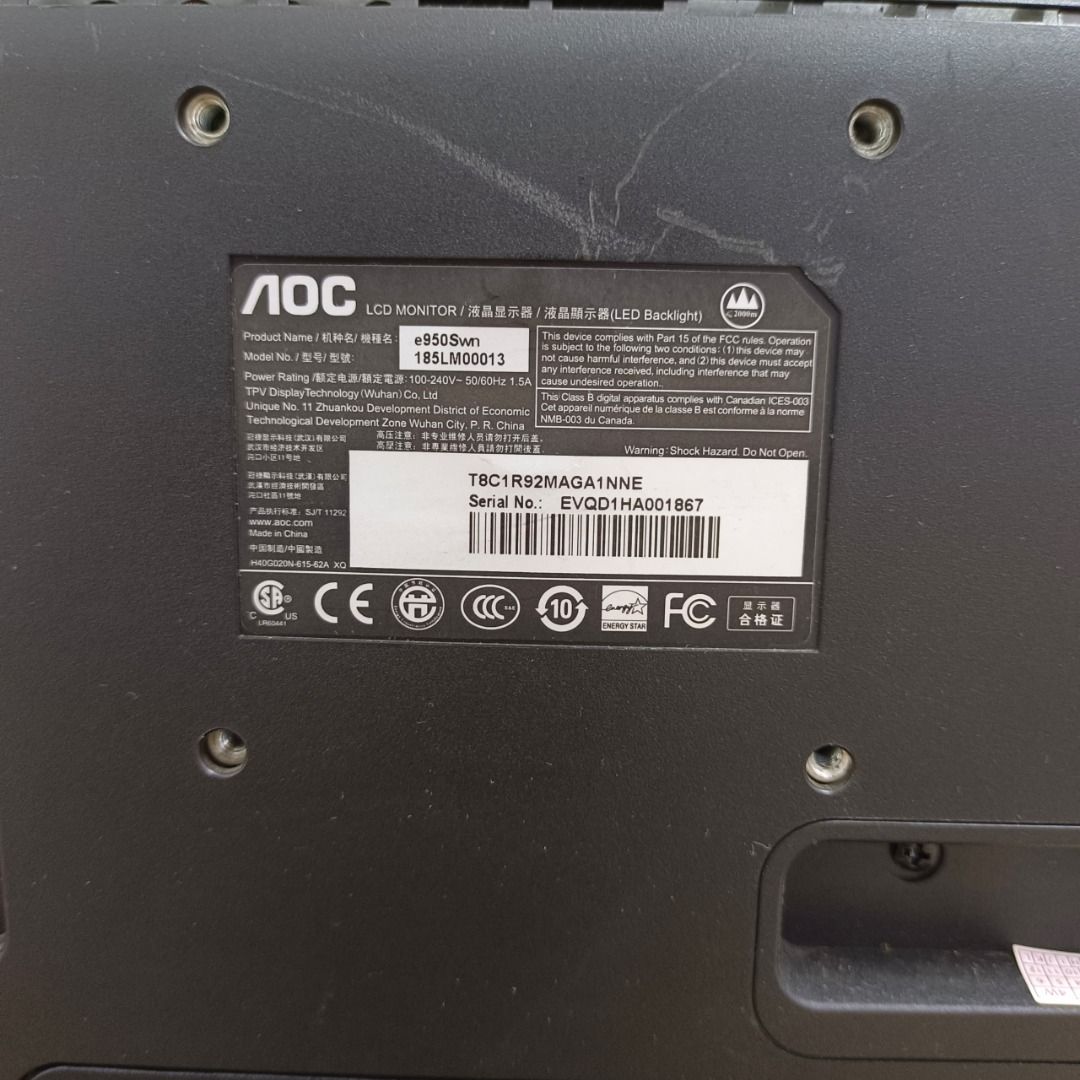 AOC E950SWN Monitor Screen Desktop 18.5-inch LED Screen with LED ...