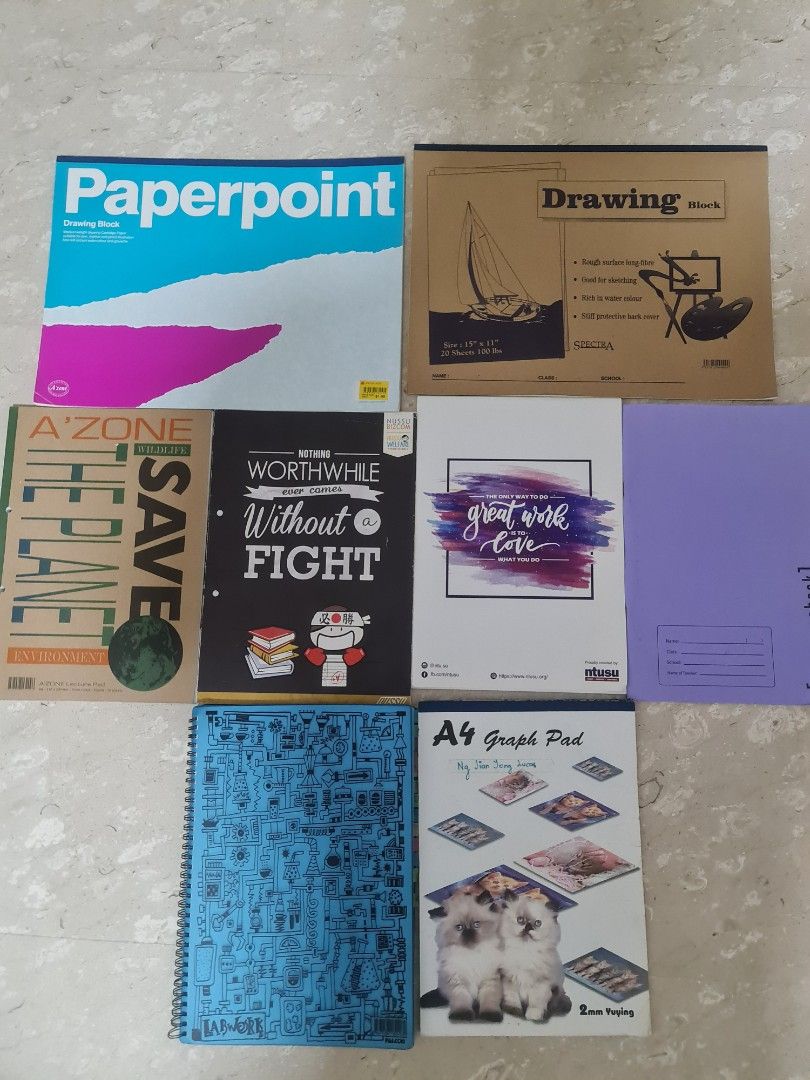 Assorted Notebooks (A3 drawing paper, A4 fullscap, graph paper and ...