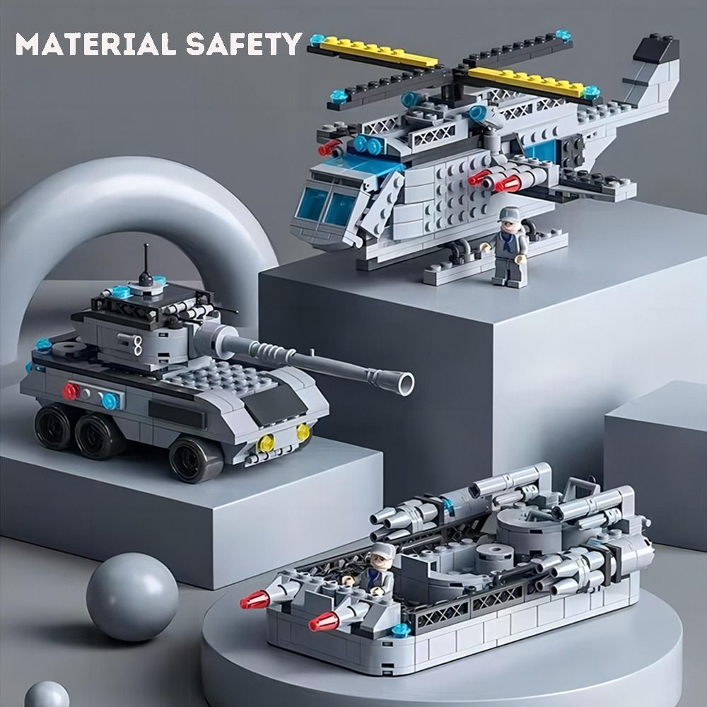 Building block battleship set military destroyer missile ship model ...