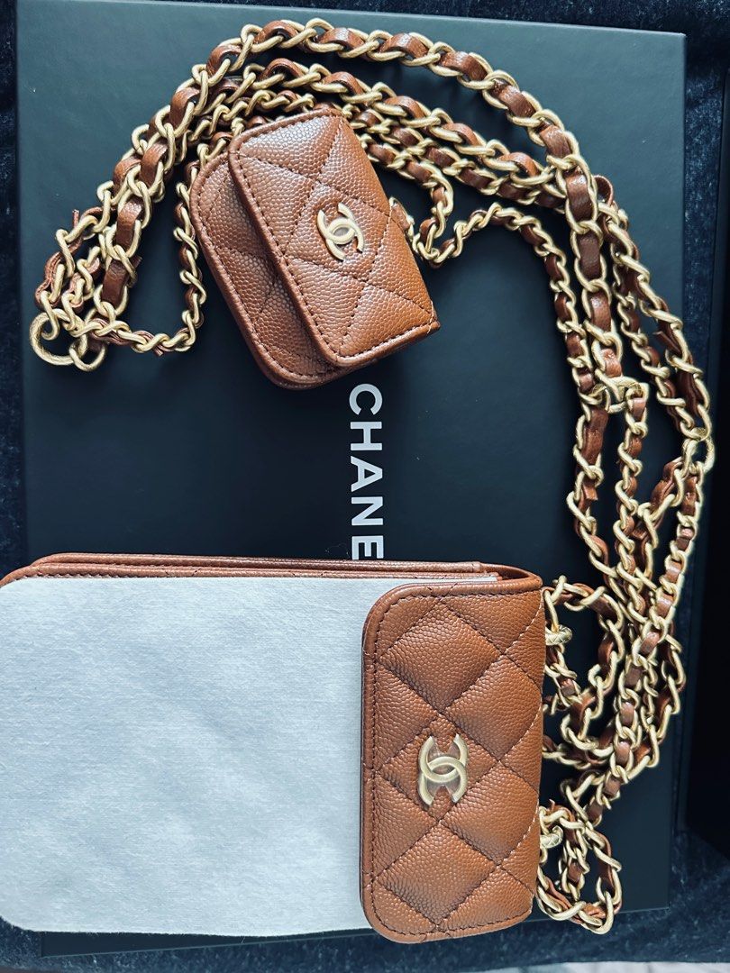 Chanel handphone pouch and AirPod case, Women's Fashion, Bags & Wallets ...