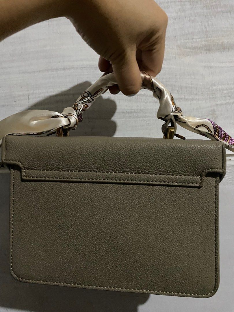 Classic Push Lock Handle Flap Bag - Taupe Color, Women's Fashion, Bags ...