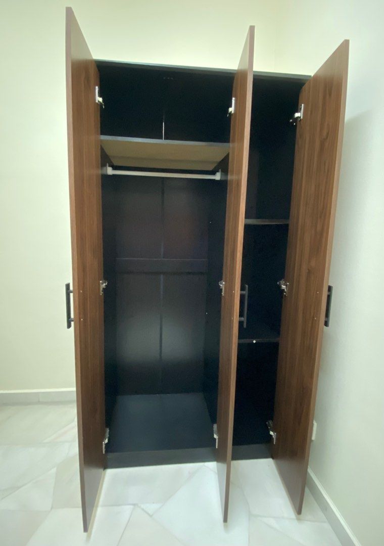 DARK BROWN SOLID WOOD WARDROBE, Furniture & Home Living, Furniture ...