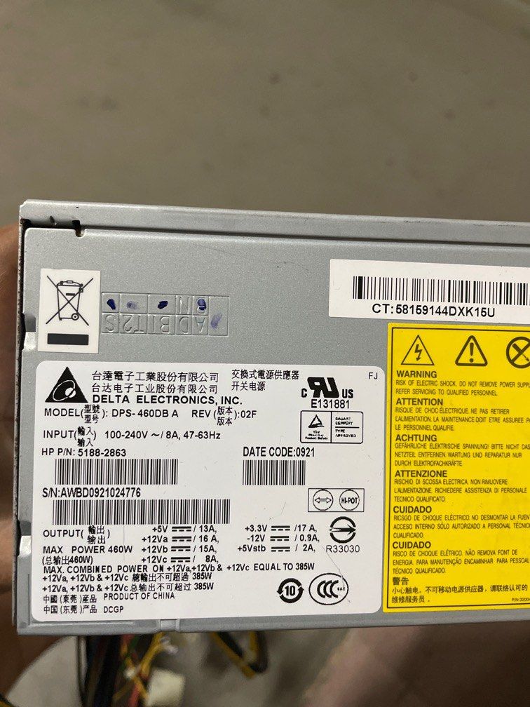 Delta Electronics 460w CPU Power Supply, Computers & Tech, Desktops on ...