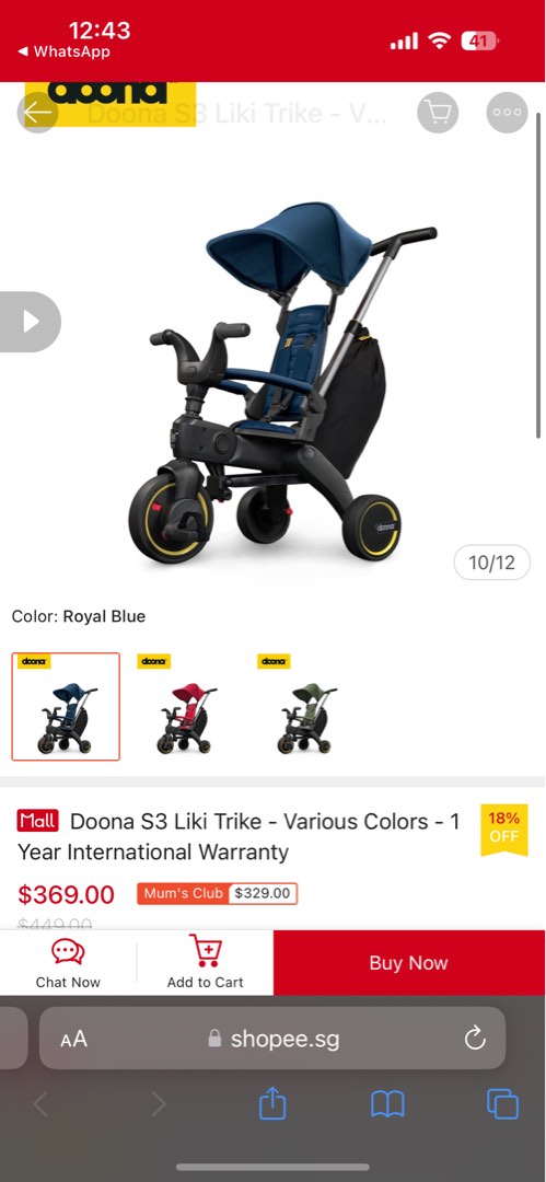 Doona S3 Liki Trike, Babies & Kids, Going Out, Other Babies Going Out Needs on Carousell