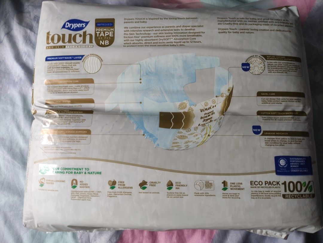 Drypers touch drysoft NB80, Babies & Kids, Bathing & Changing, Diapers ...