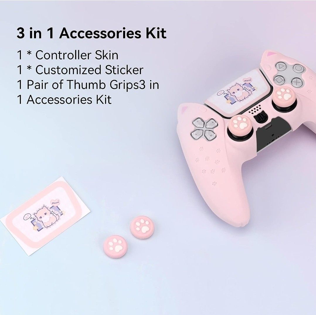 GeekShare Pink Cat Paw PS5 Controllers Skin Grips, Video Gaming, Gaming ...