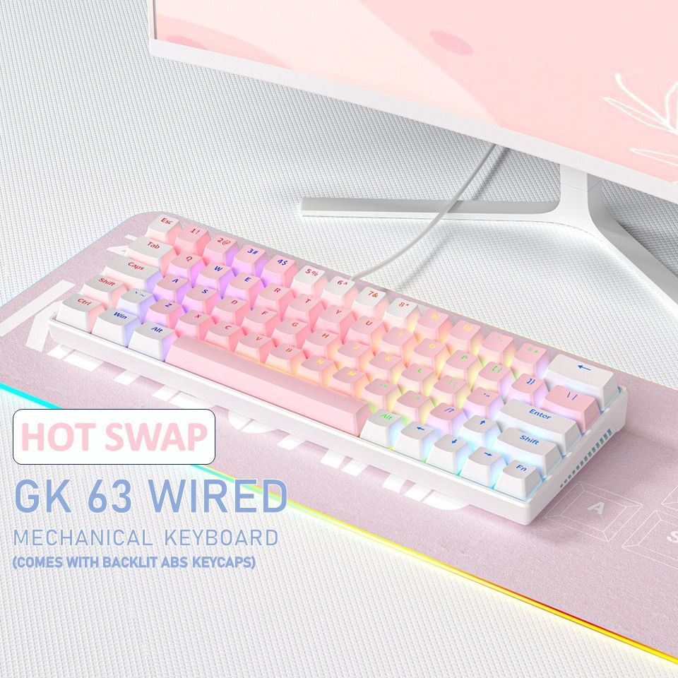 GK 63 68 Key 60% 65% Hotswappable Compact Mechanical Keyboard with RGB ...