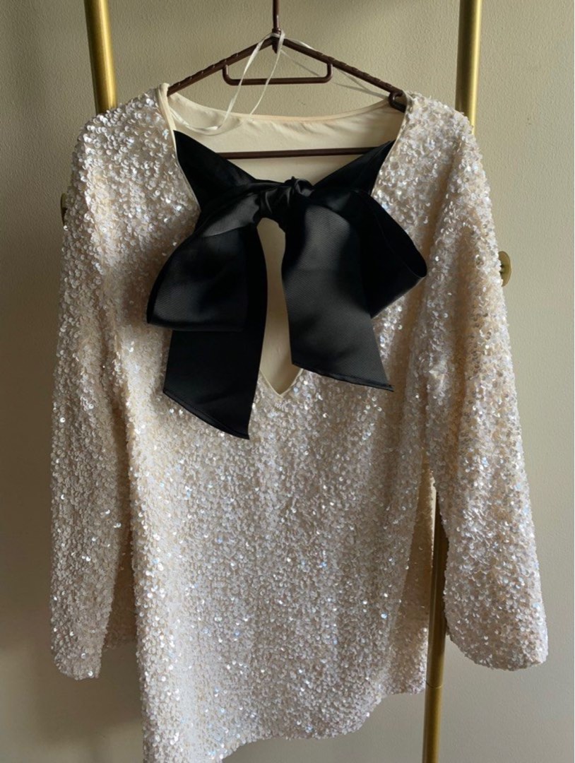 H&M Viral Festive white sparkling dress, Women's Fashion, Dresses ...