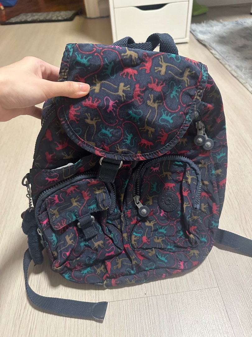 Kipling Backpack in Dark Blue Monkey Design, Women's Fashion, Bags ...