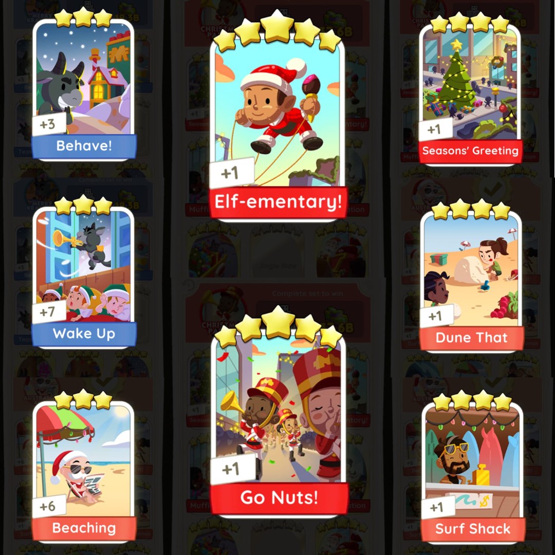 Monopoly Go Stickers Go Nuts / Elf Elementary / Muffin House / Scottie ...