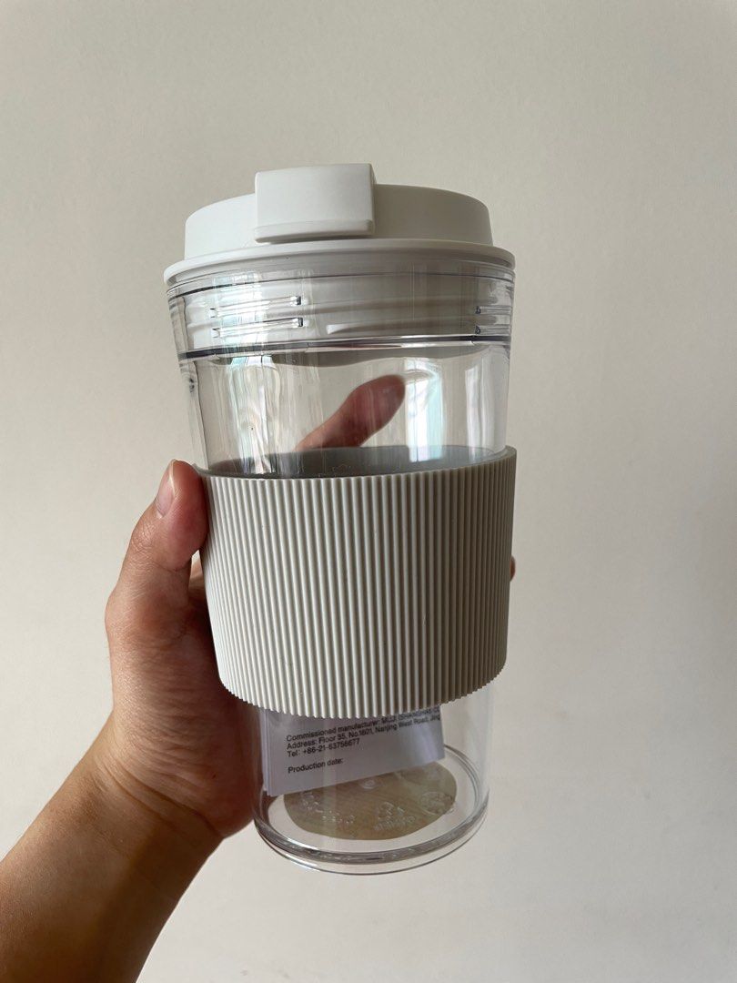 Muji White Clear Coffee Tumbler (540ml), Furniture & Home Living ...