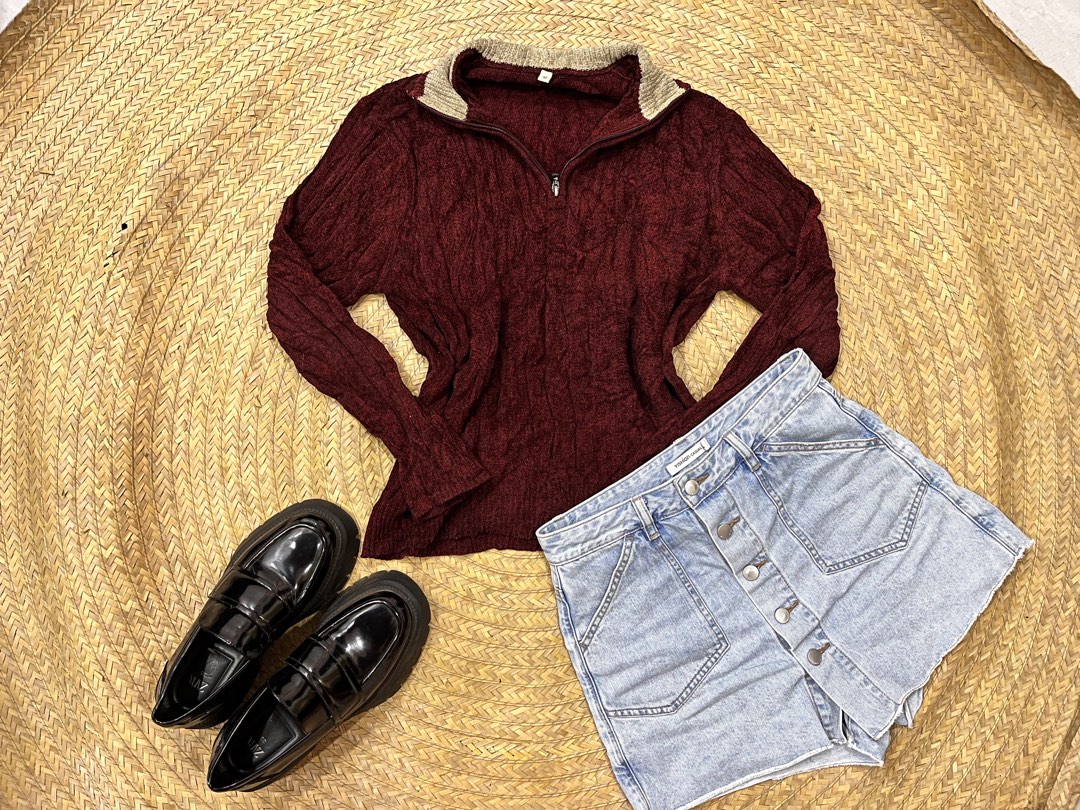 Premium Quarter Zip Velvet (CODE P16), Women's Fashion, Tops ...