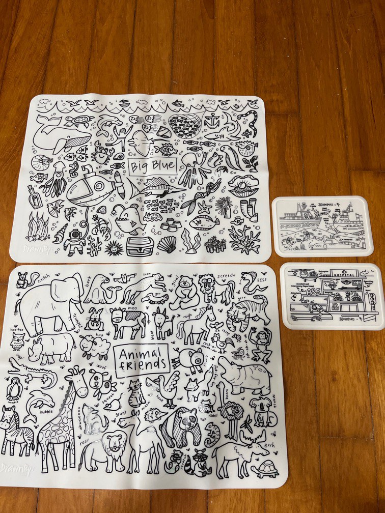 Silicon erasable coloring mats: drawnby and ohmymats, Hobbies & Toys ...