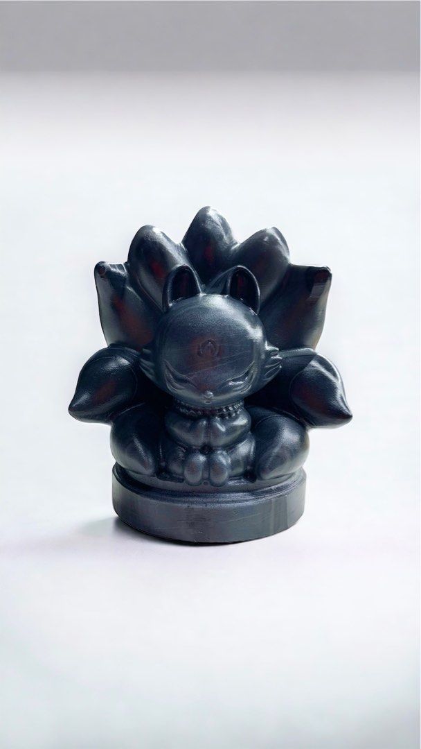 Silver Obsidian Nine Tail Fox Carving, Furniture & Home Living, Home ...