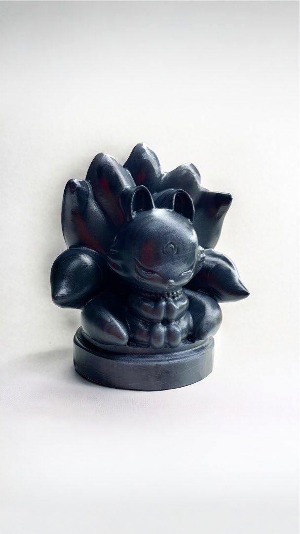 Silver Obsidian Nine Tail Fox Carving, Furniture & Home Living, Home ...