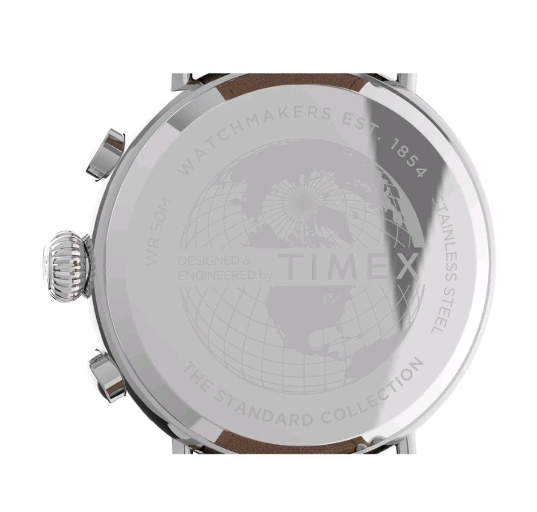 Timex Standard Chronograph 41mm Leather Strap Watch, Men's Fashion ...