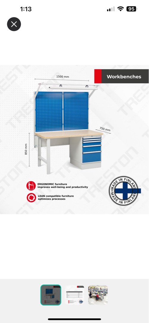 TRESTON Heavy Duty Wood Workbench Worktop with Drawer Model 5 ...