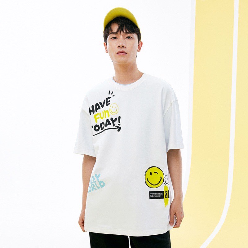 WTS LFB | ANTA Men IP Smiley Lifestyle SS Tee Shirt Relax Fit, Men's Fashion, Tops & Sets ...