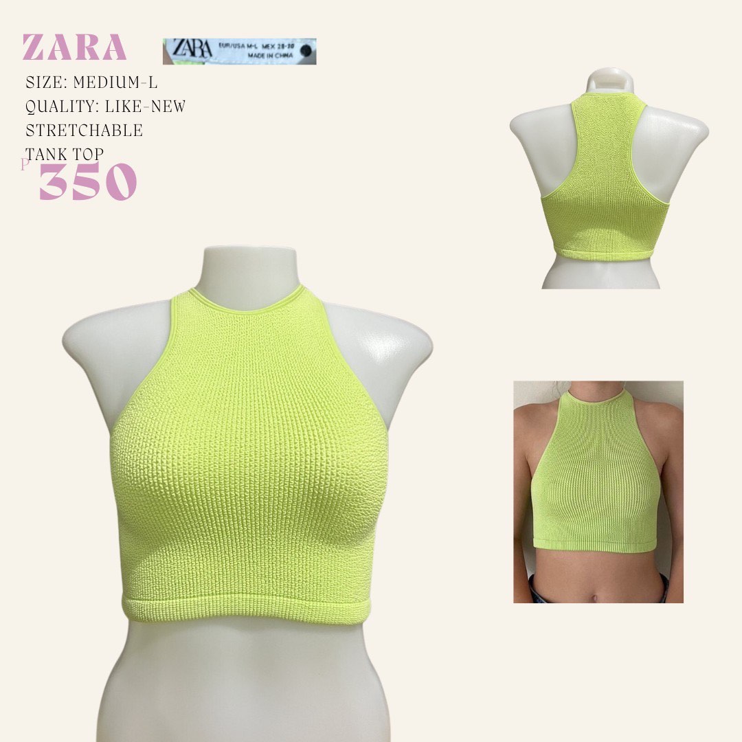 ZARA NEON LACE TOP (STRETCHABLE), Women's Fashion, Tops, Sleeveless on ...
