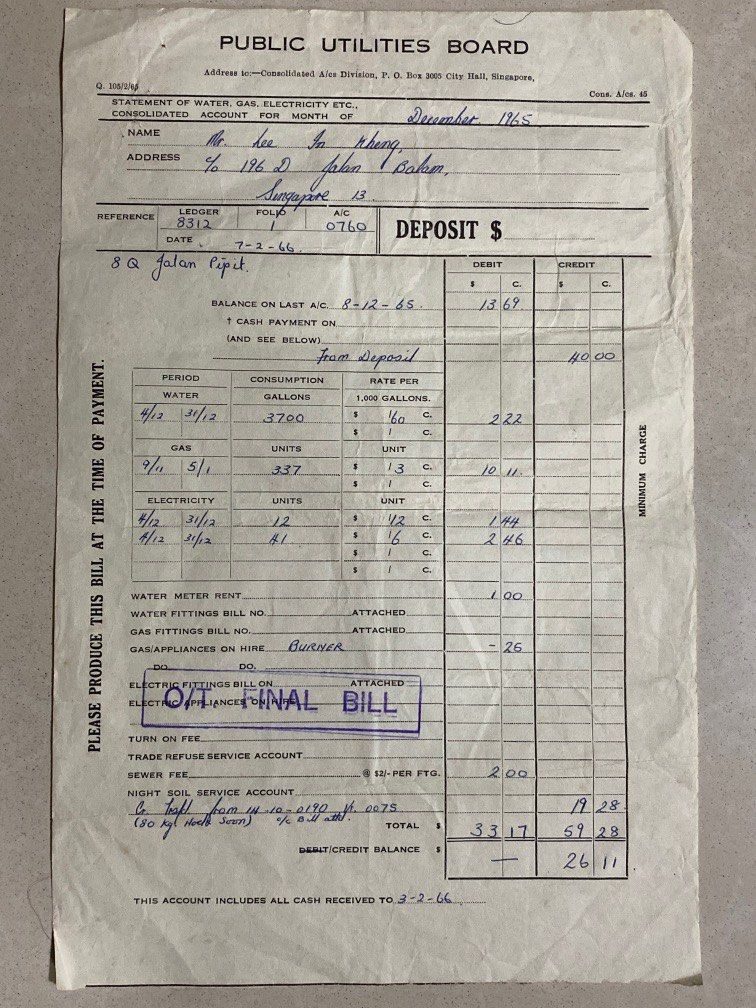 1965 Singapore PUB Bill, Hobbies & Toys, Memorabilia & Collectibles ...
