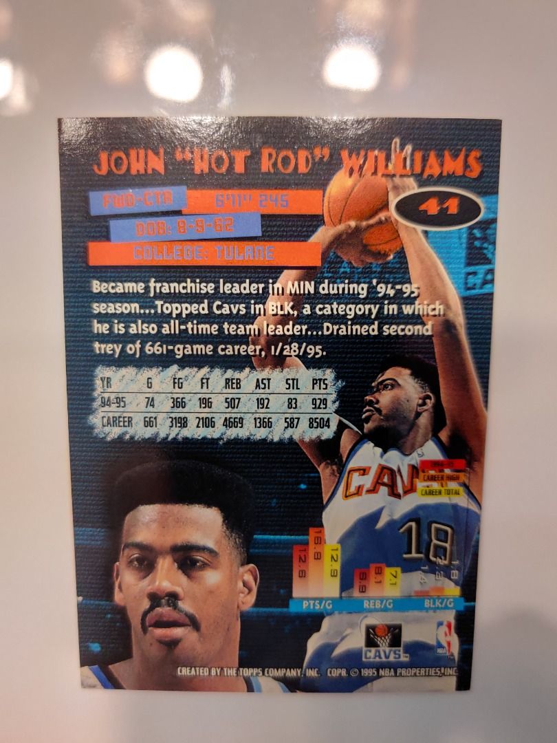 1995 Topps Stadium Club John Hot Rod Williams, Hobbies & Toys ...