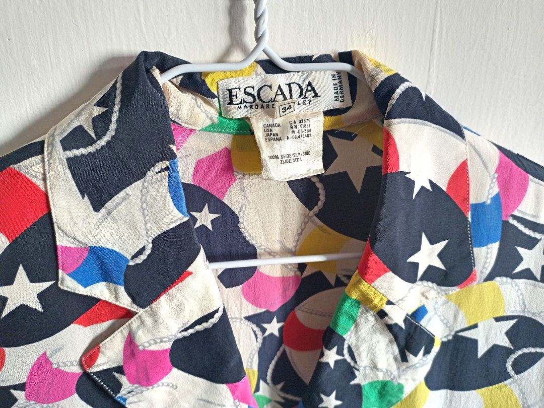 90s Escada silk shirt by Margaretha Ley multicolor aloha marine style ...
