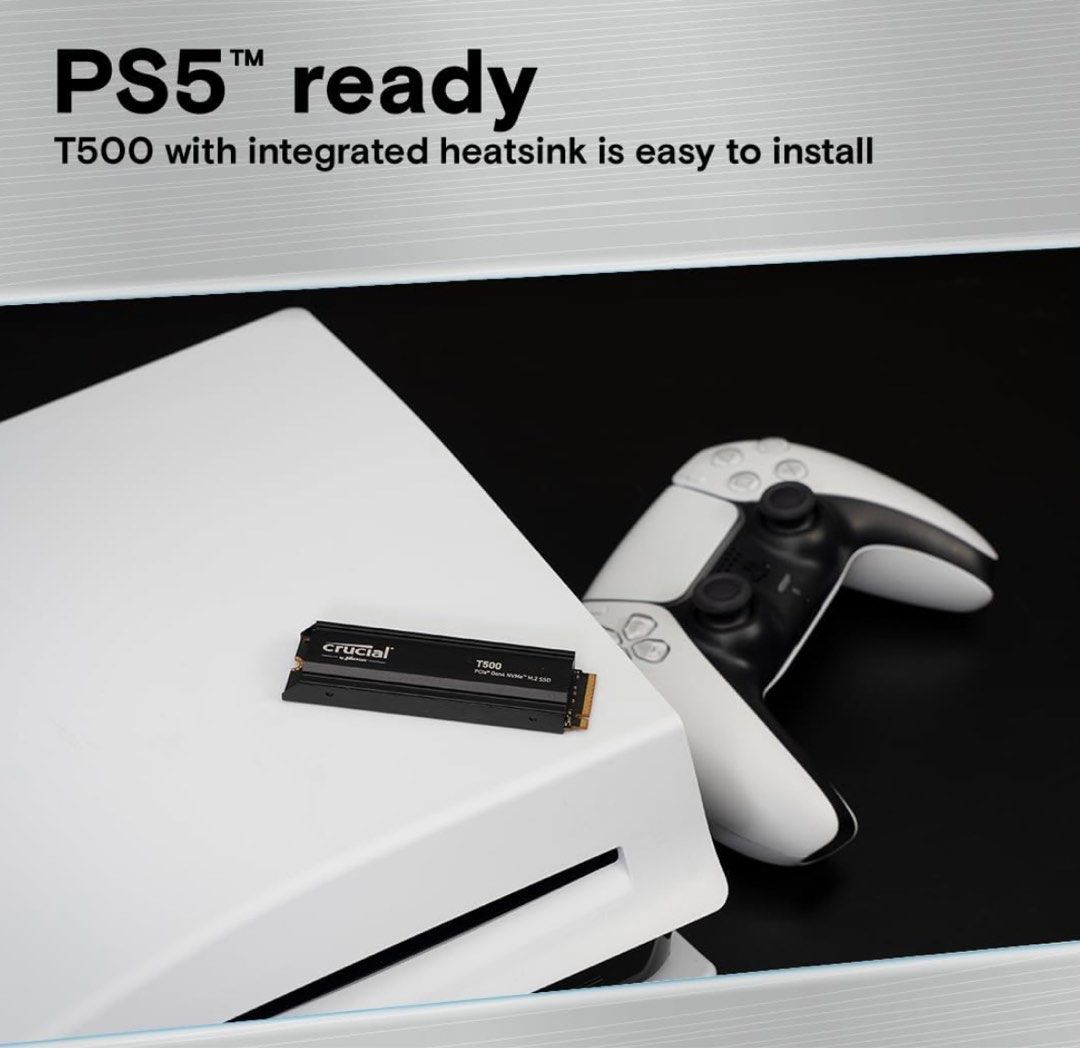 (PS5 SSD附散熱片) Micron Crucial T500 pro with heatsink 1TB PCle Gen 4 NVMe ...