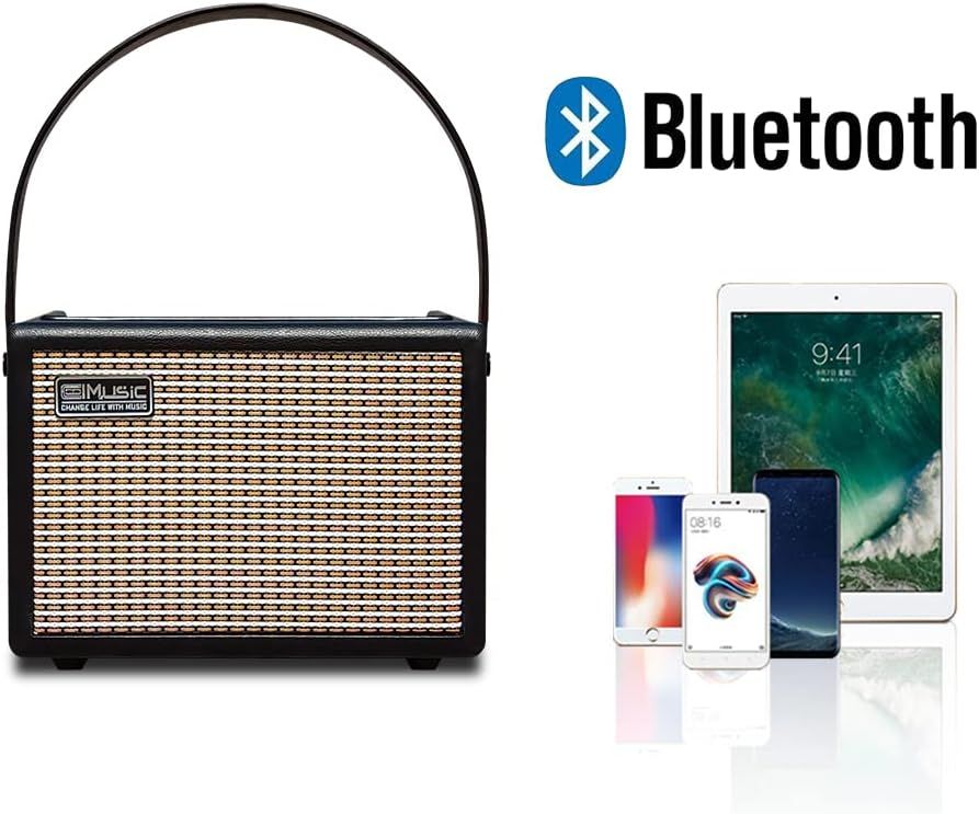 Acoustic/Electric Guitar Amplifier, 15 Watt Portable Bluetooth Amp for ...