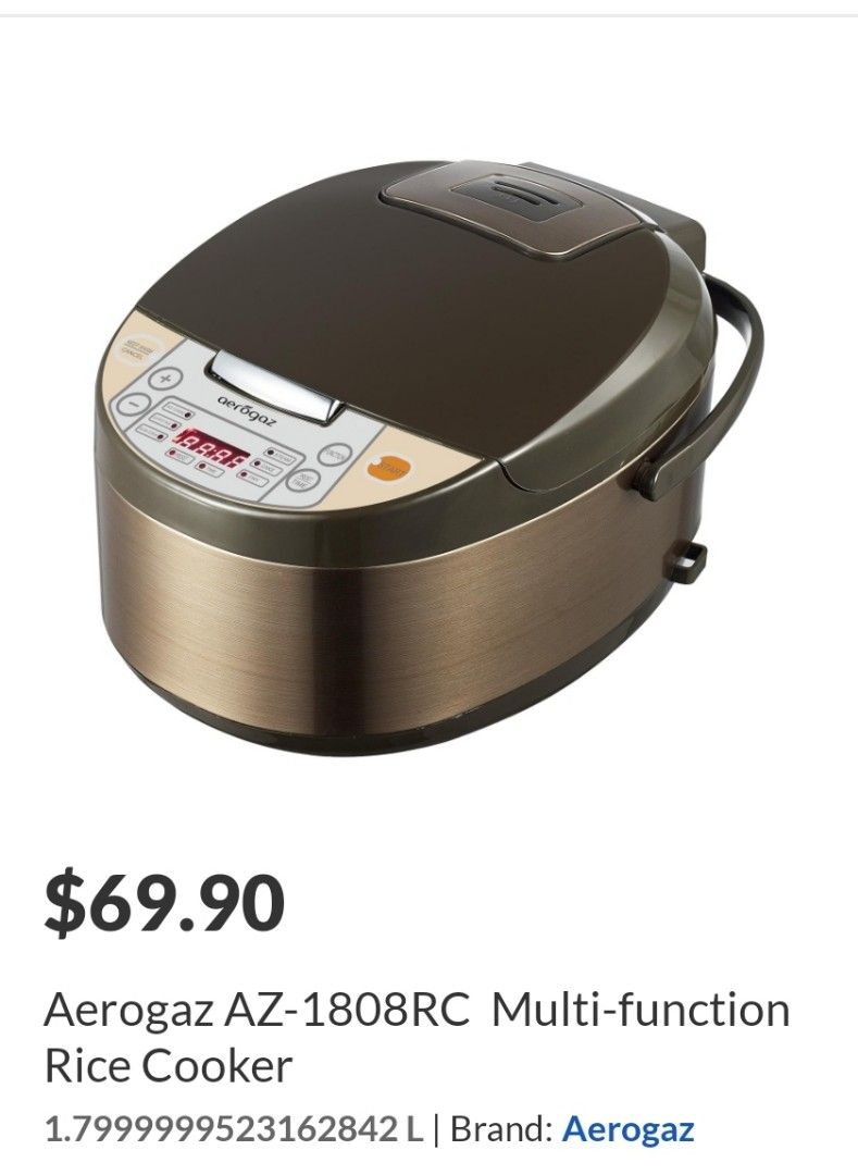 Aerogaz Rice Cooker 1.8L AZ-1808RC, TV & Home Appliances, Kitchen ...